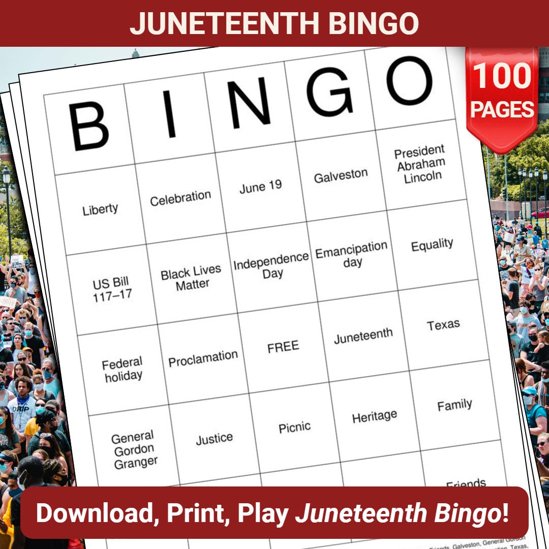 Juneteenth Bingo Cards - 100 Pages to Download and Print - Etsy