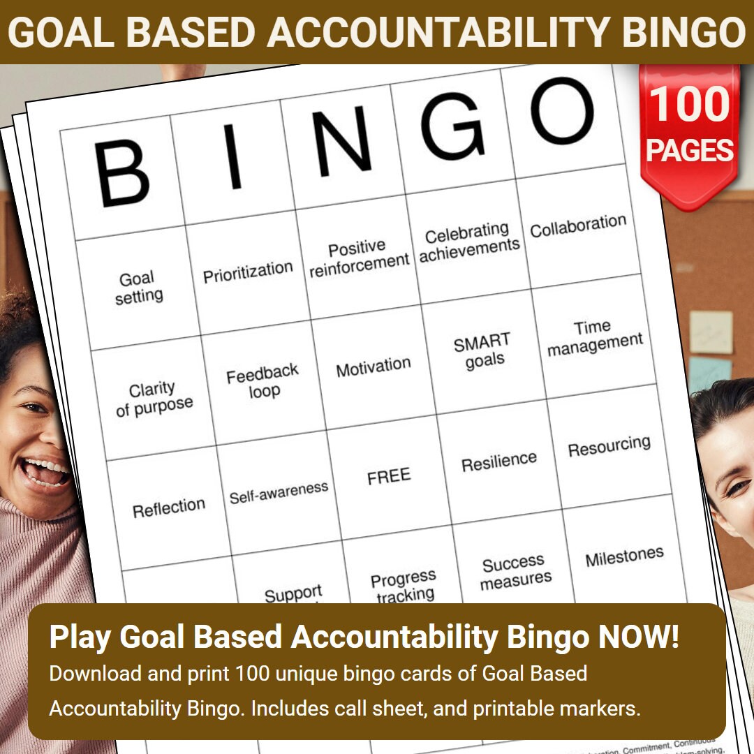 Goal Based Accountability Bingo Cards - 100 Pages to Download and Print ...