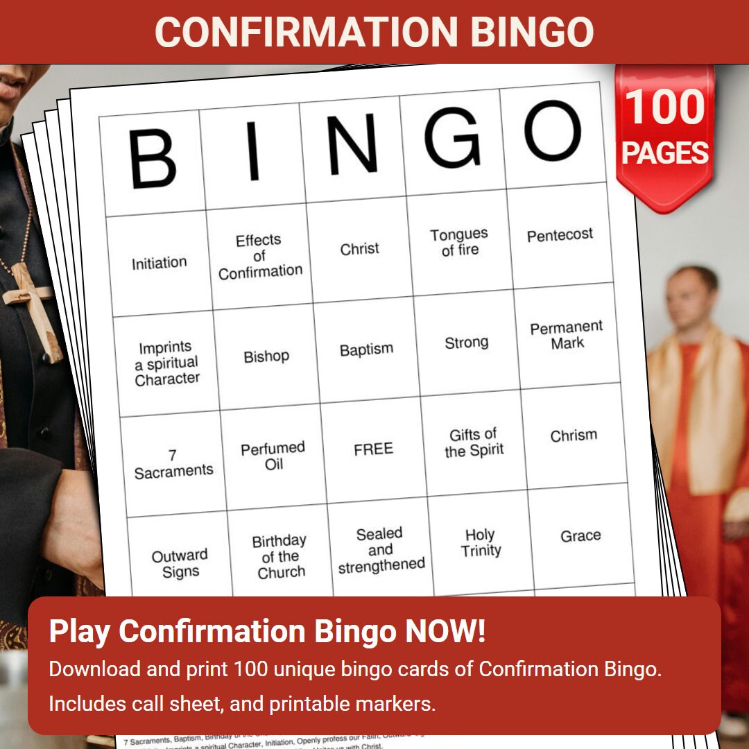Confirmation Bingo Cards - 100 Pages to Download and Print - Etsy