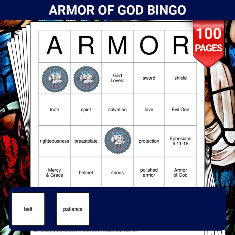 Armor of God Bingo Cards - 100 Pages to Download and Print - Etsy