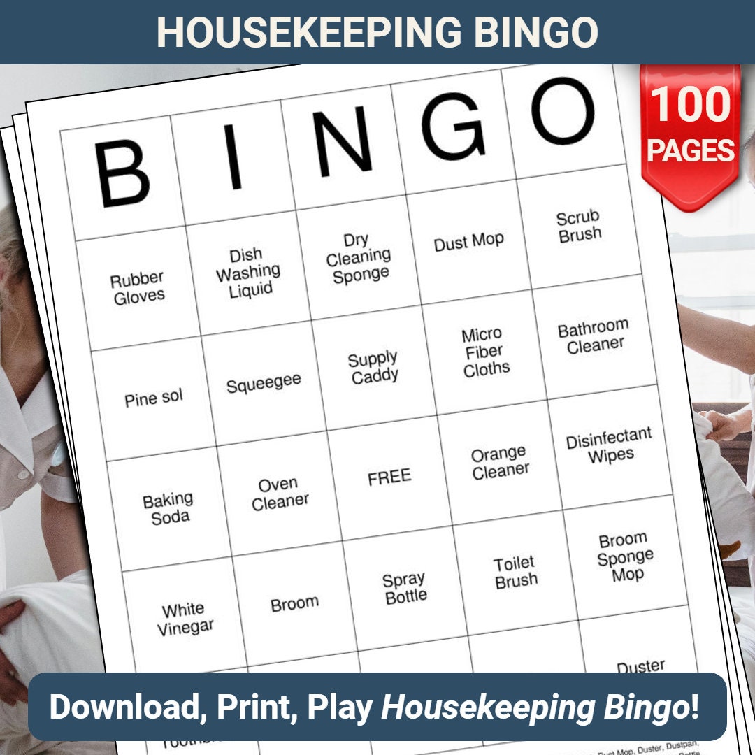 Housekeeping Bingo Cards - 100 Pages to Download and Print - Etsy