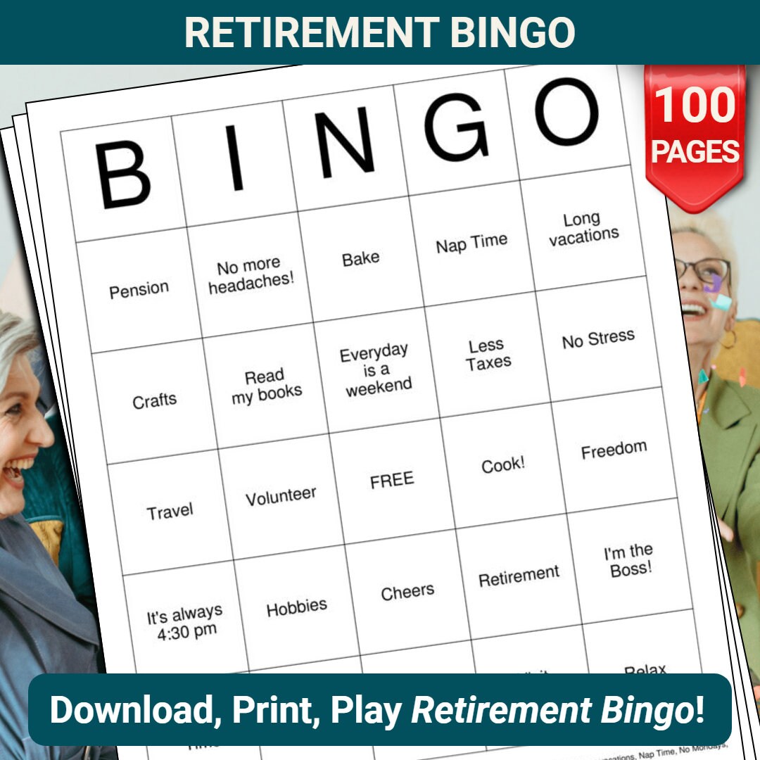 Retirement Bingo Cards - 100 Pages to Download and Print - Etsy
