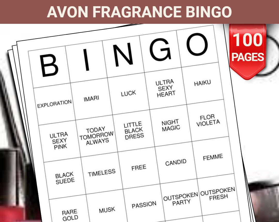 AVON FRAGRANCE Bingo Karten 100 Seiten zum Herunterladen und Ausdrucken ...