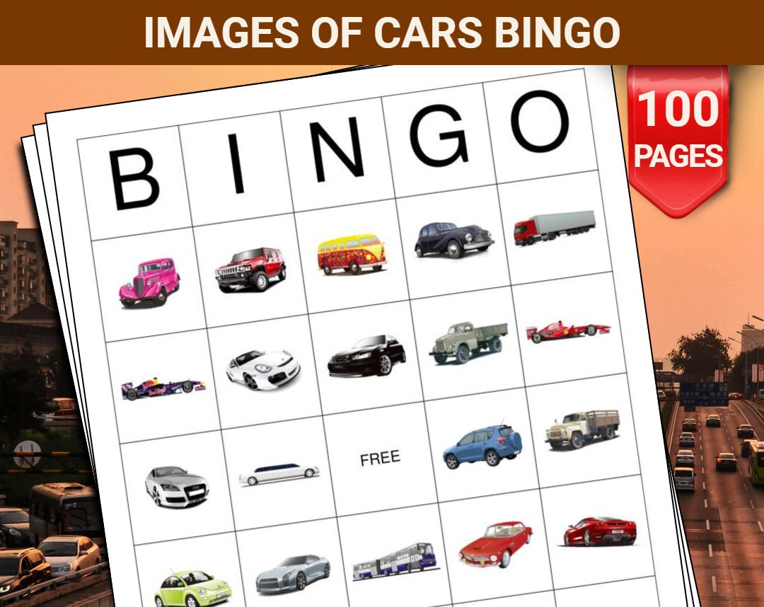 Images of Cars Bingo Cards 100 Pages to Download and Print - Etsy