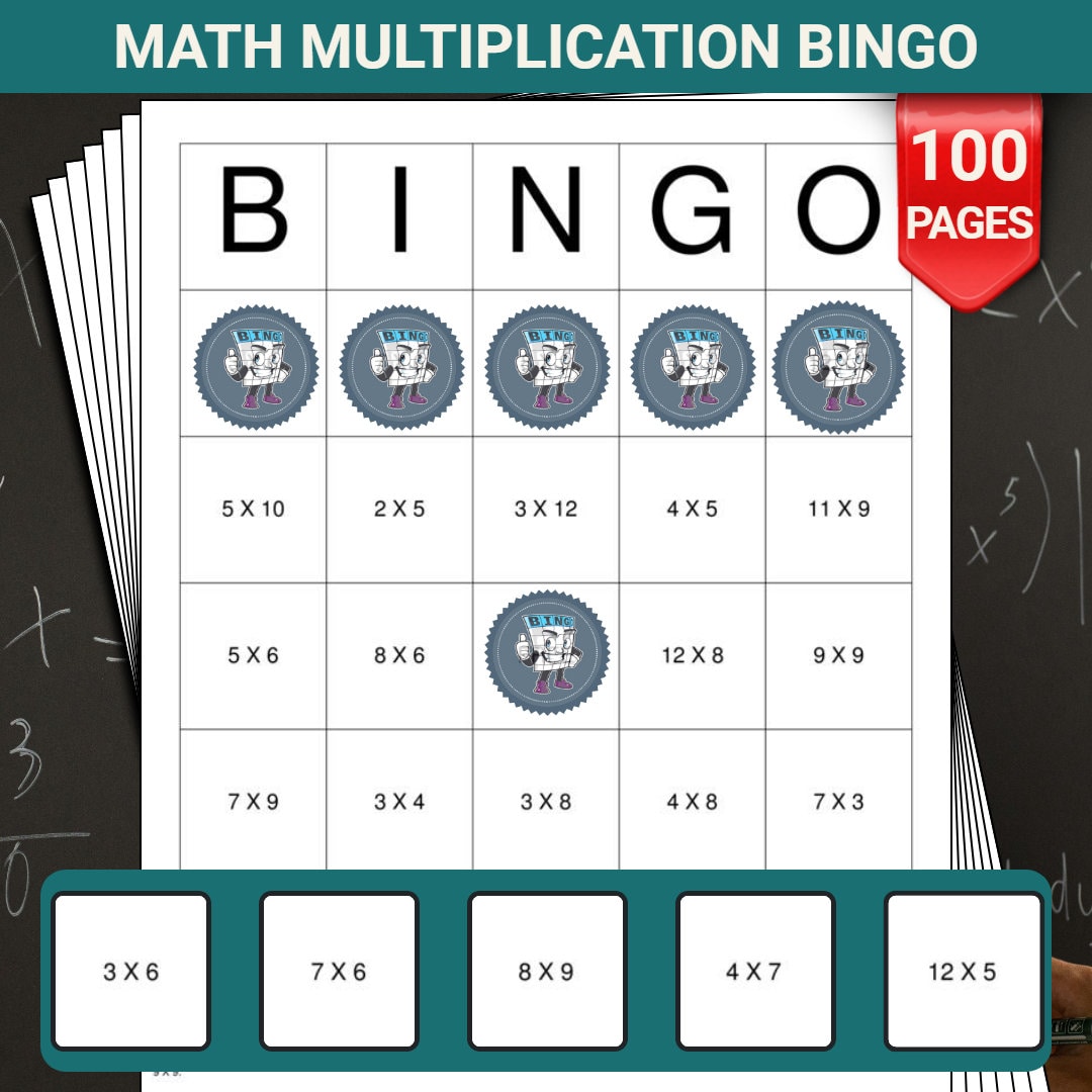 Math Multiplication Bingo Cards - 100 Pages to Download and Print - Etsy