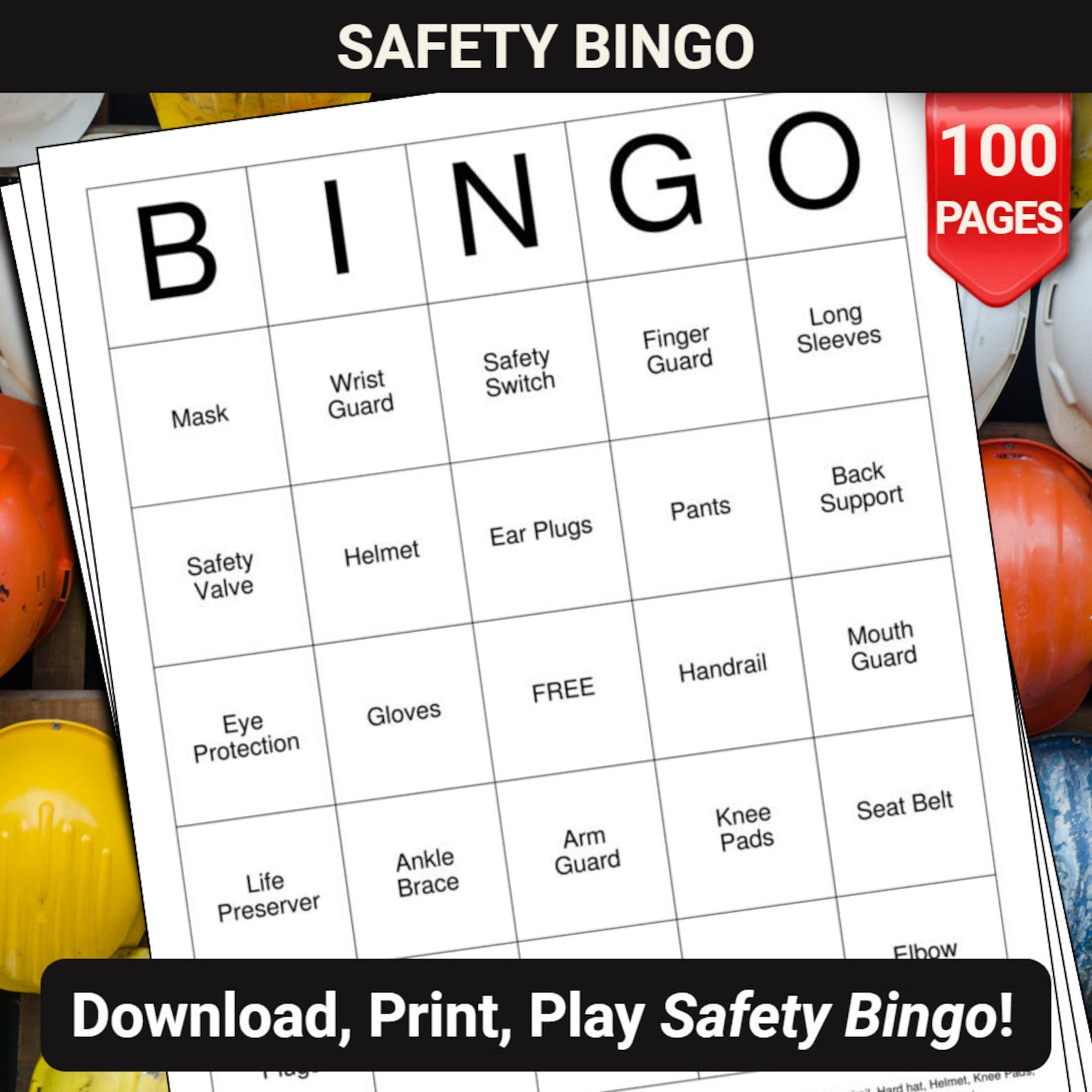 Safety Bingo Cards - 100 Pages to Download and Print - Etsy
