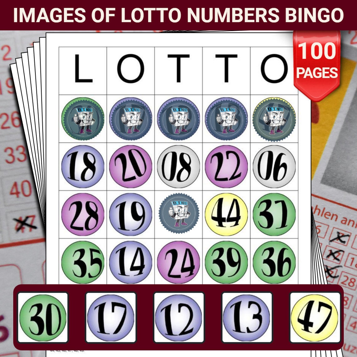 Images of Lotto Numbers Bingo Cards - 100 Pages to Download and Print ...