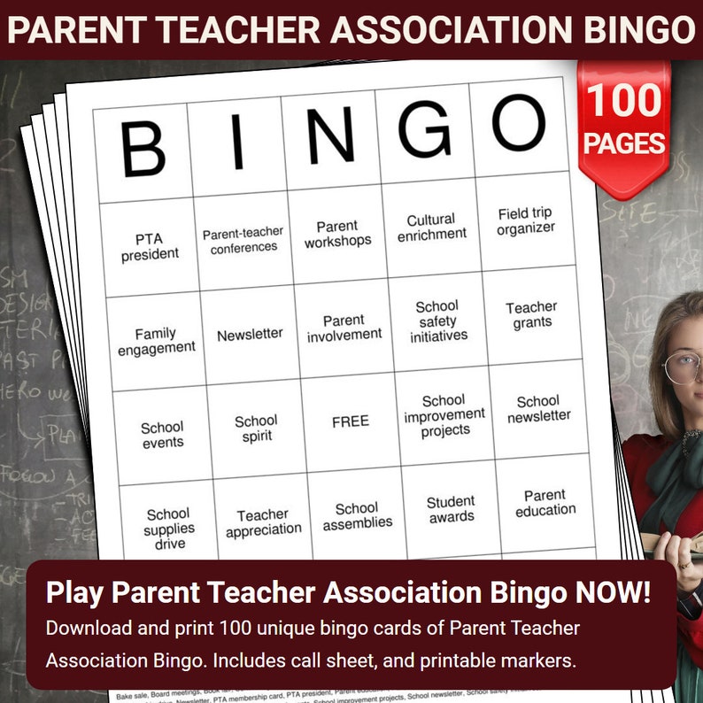 Parent Teacher Association Bingo Cards - 100 Pages to Download and ...