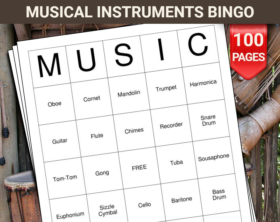 Musical Instruments Bingo Cards 100 Pages to Download and Print - Etsy