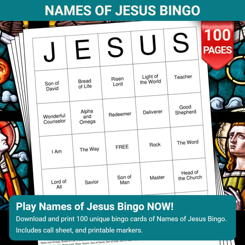 Names of Jesus Bingo Cards 100 Pages to Download and Print - Etsy