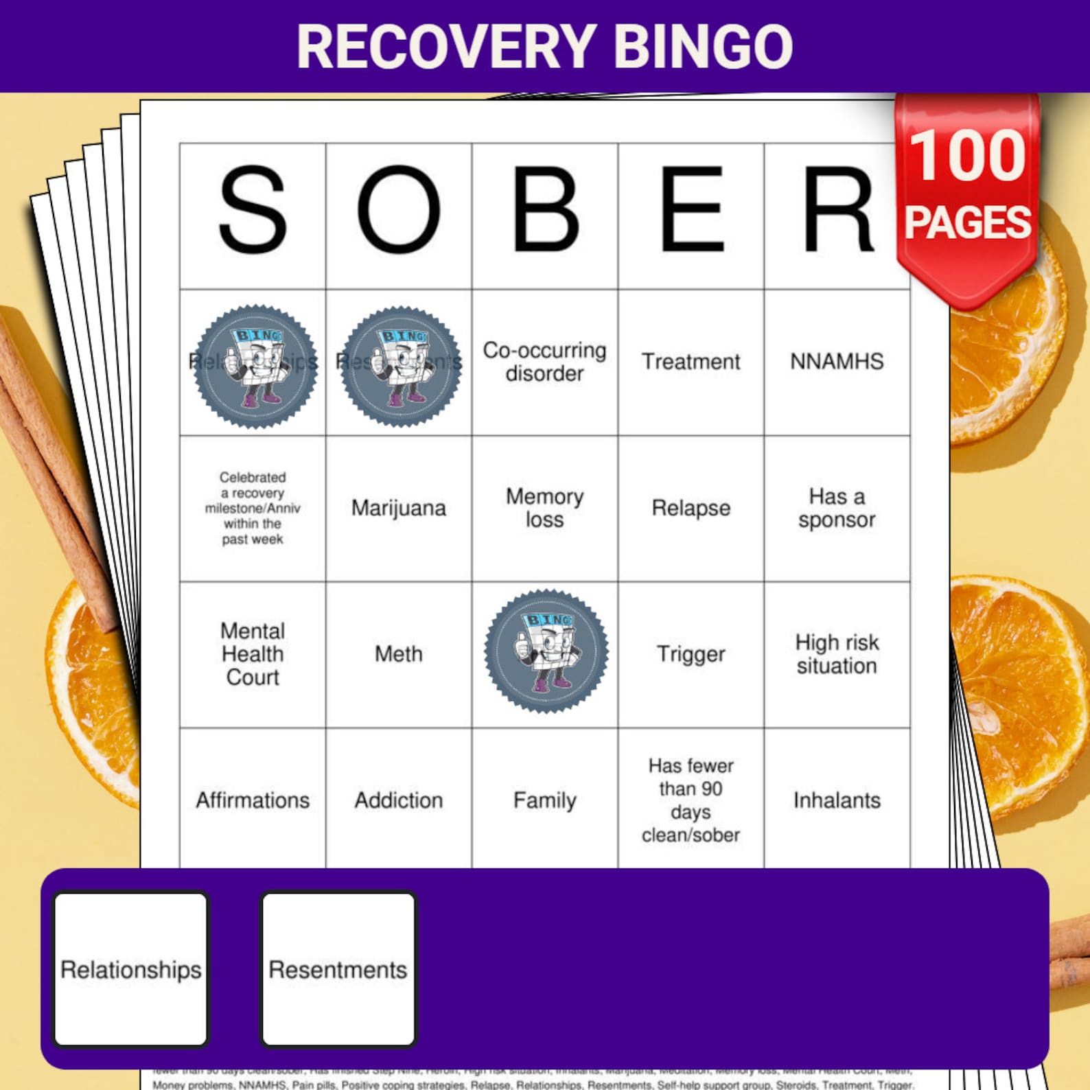 Recovery Bingo Cards - 100 Pages to Download and Print - Etsy