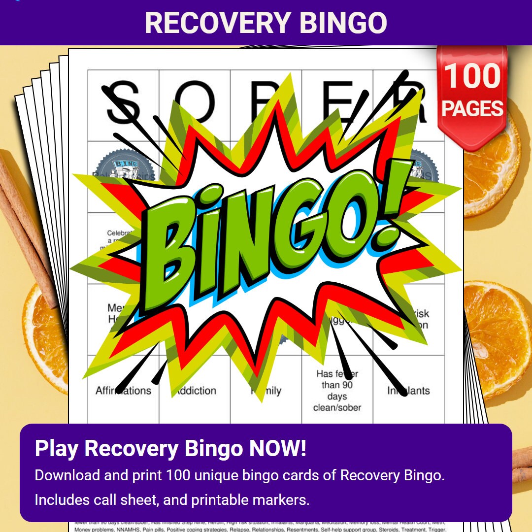 Recovery Bingo Cards - 100 Pages to Download and Print - Etsy