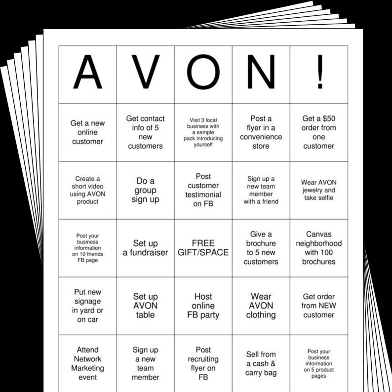 AVON Representative Bingo Cards - 100 Pages to Download and Print - Etsy