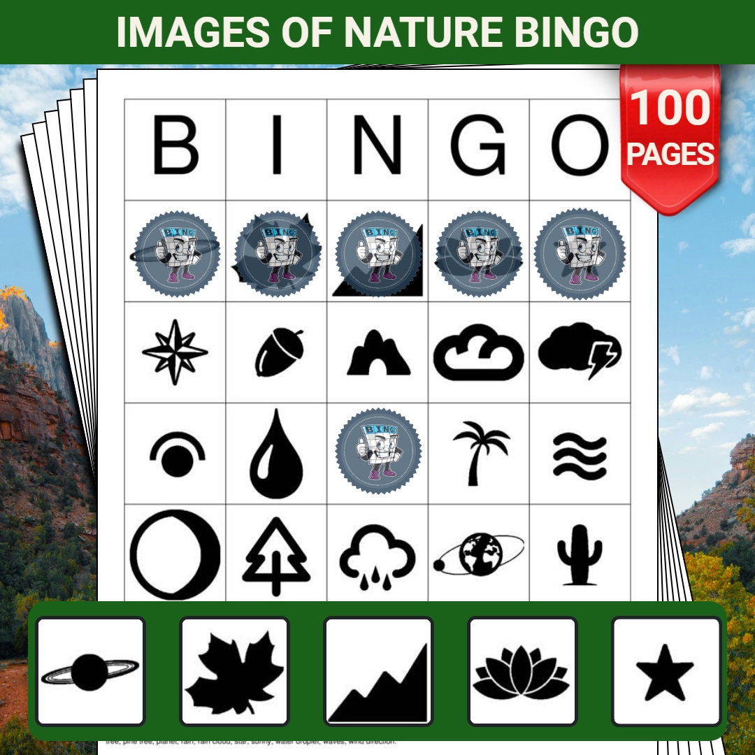 Images of Nature Bingo Cards - 100 Pages to Download and Print - Etsy