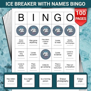 Ice Breaker With Names Bingo Cards - 100 Pages to Download and Print - Etsy