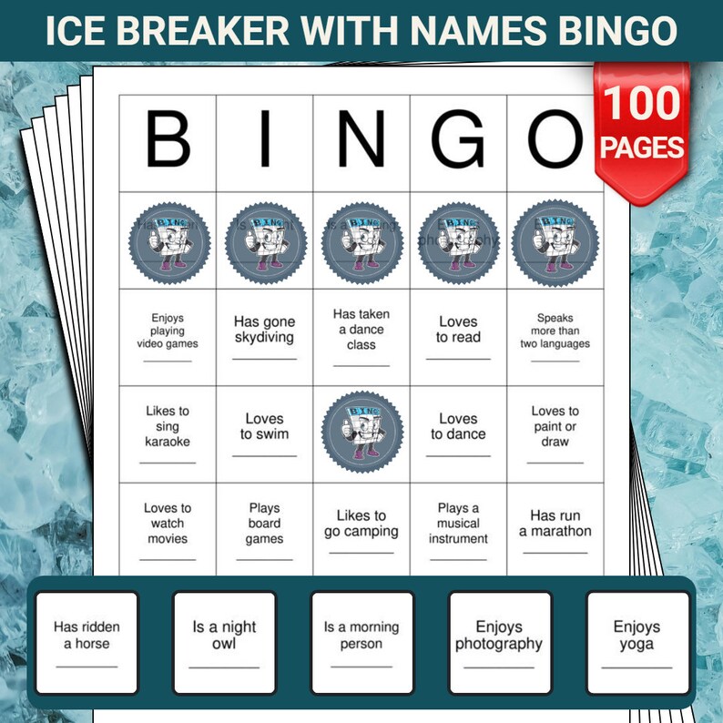 Ice Breaker With Names Bingo Cards - 100 Pages to Download and Print - Etsy
