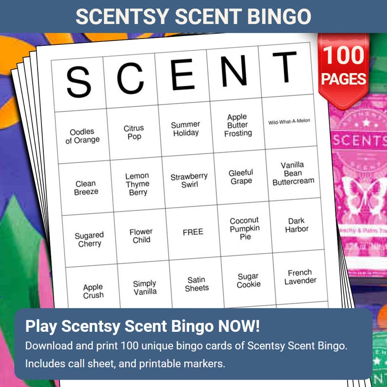 Scentsy Scent Bingo Cards 100 Pages to Download and Print - Etsy