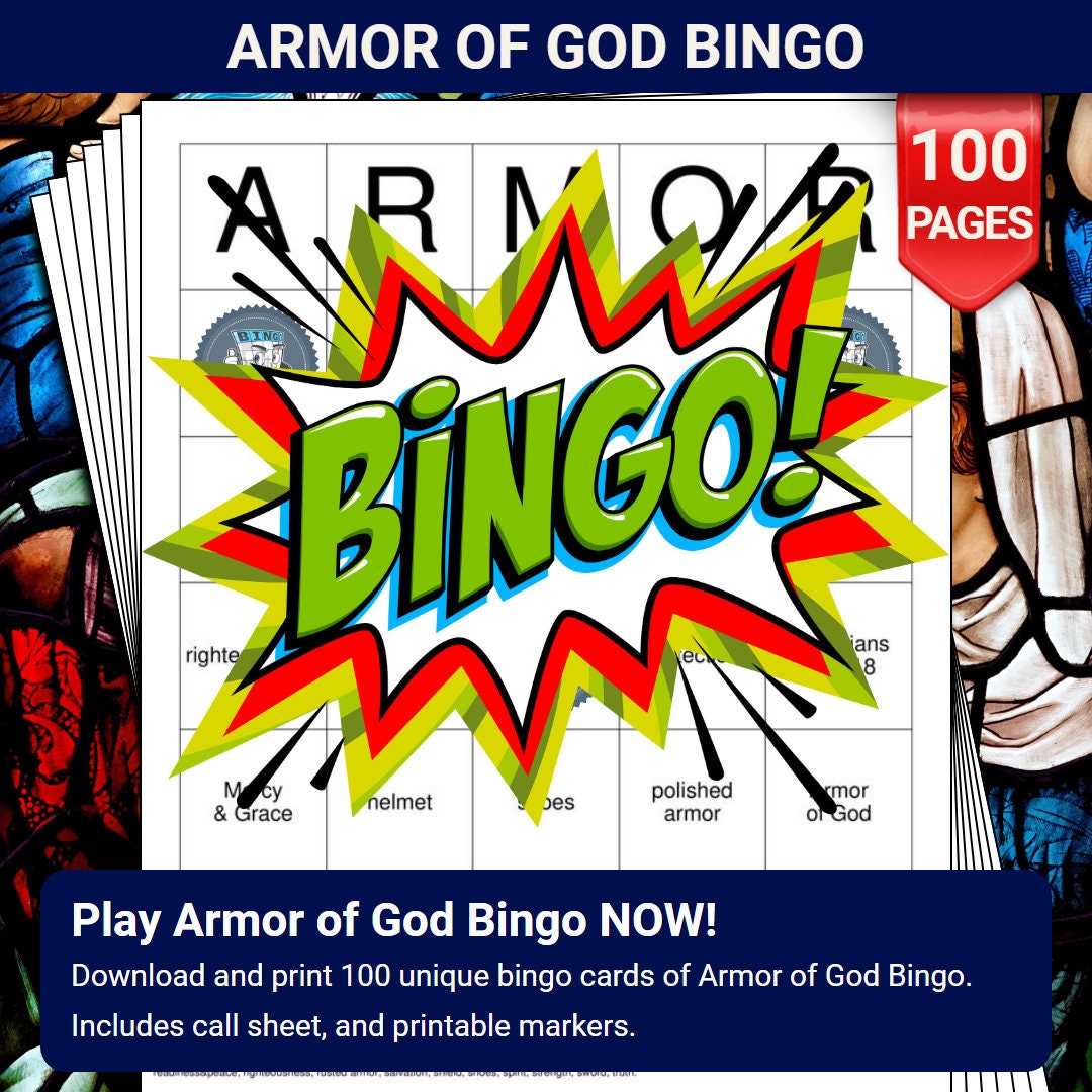 Armor of God Bingo Cards - 100 Pages to Download and Print - Etsy