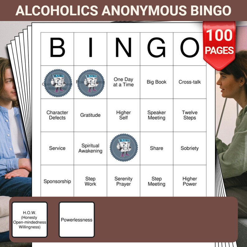 Alcoholics Anonymous Bingo Cards - 100 Pages to Download and Print - Etsy
