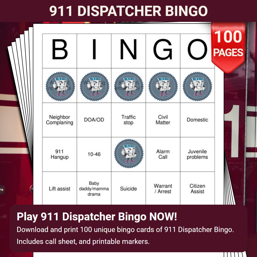 911 Dispatcher Bingo Cards 100 Pages to Download and Print - Etsy