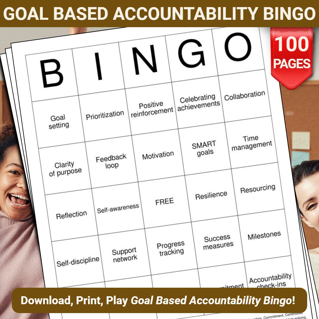Goal Based Accountability Bingo Cards - 100 Pages to Download and Print ...