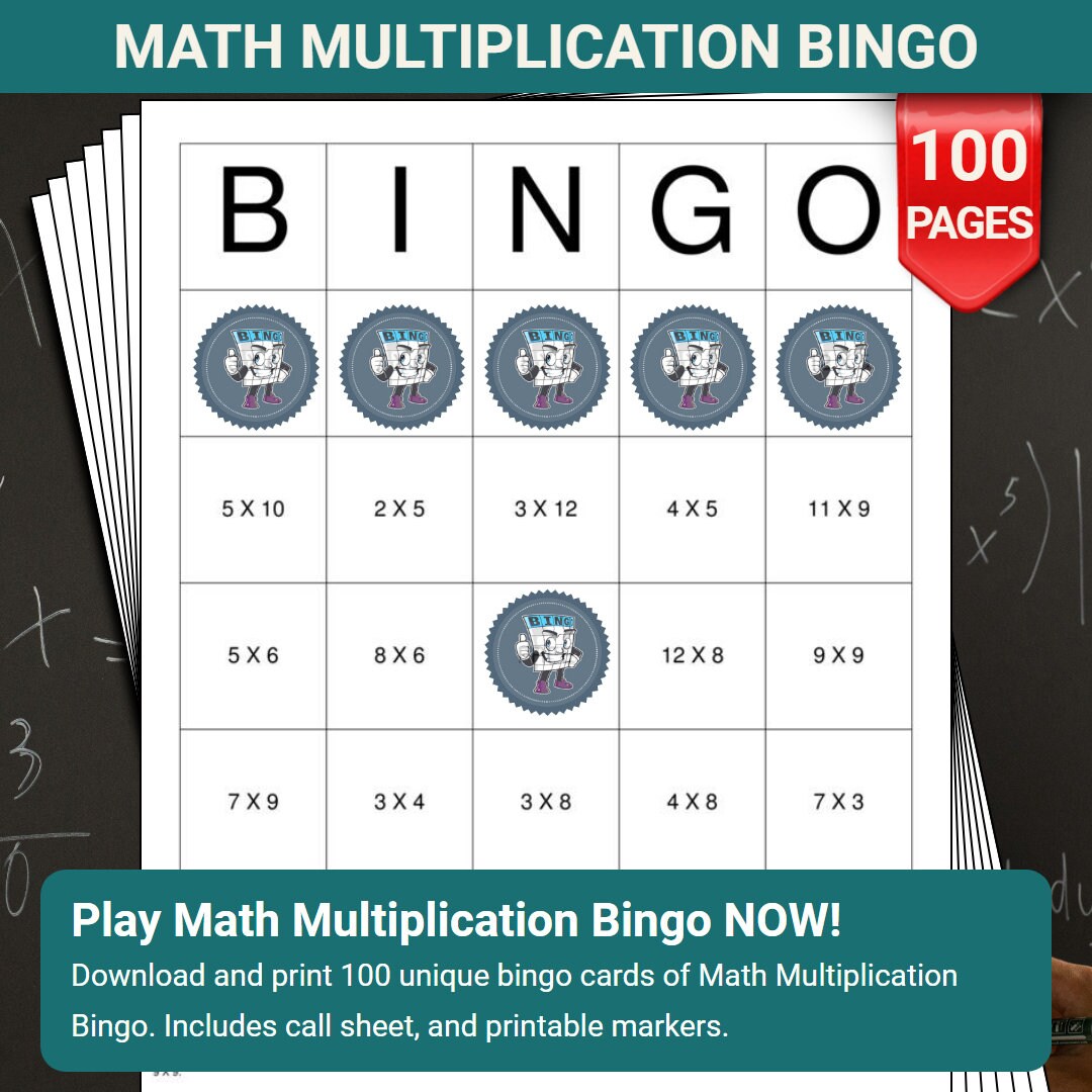 Math Multiplication Bingo Cards 100 Pages to Download and Print - Etsy