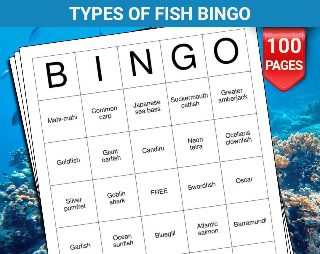 Types of Fish Bingo Cards 100 Pages to Download and Print - Etsy