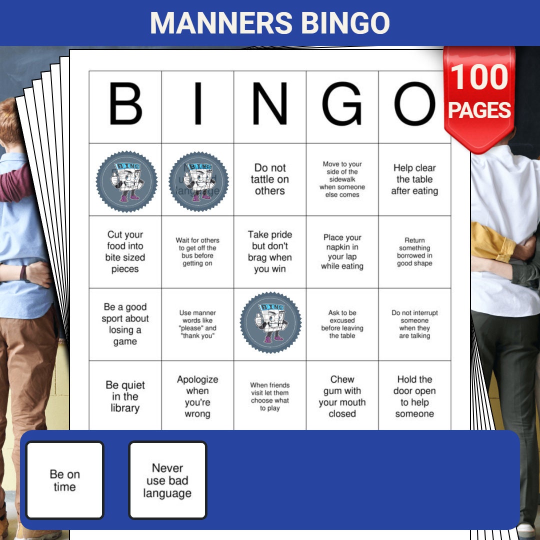 Manners Bingo Cards - 100 Pages to Download and Print - Etsy