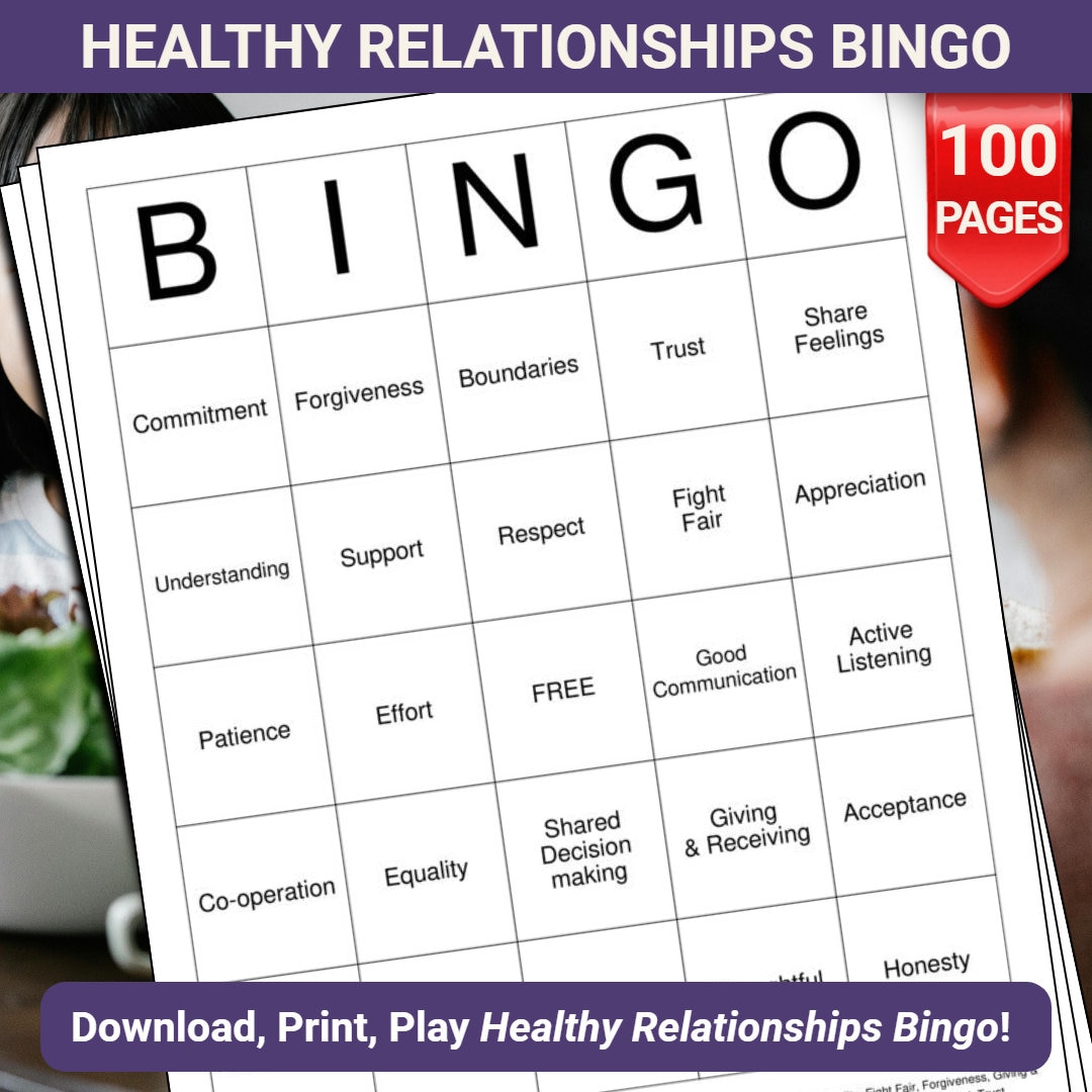 Healthy Relationships Bingo Cards - 100 Pages to Download and Print - Etsy