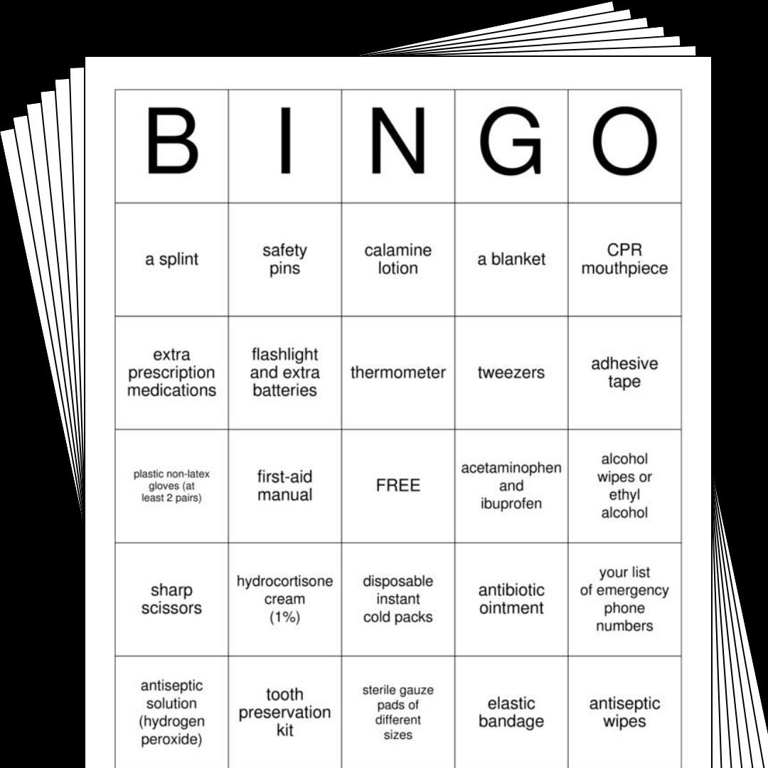 First Aid Kit Bingo Cards - 100 Pages to Download and Print - Etsy