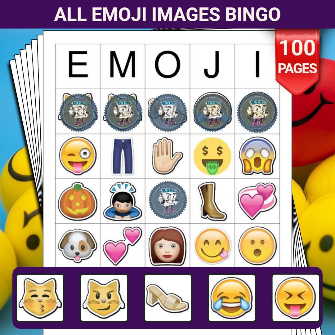 All Emoji Images Bingo Cards 100 Pages to Download and Print - Etsy