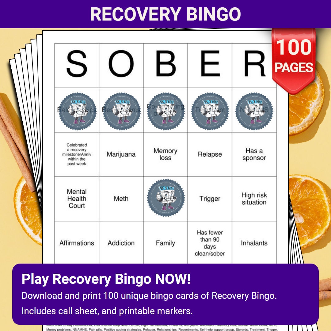 Recovery Bingo Cards 100 Pages to Download and Print - Etsy
