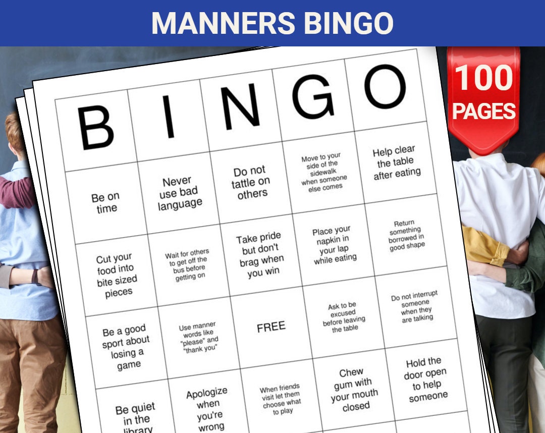 Manners Bingo Cards 100 Pages to Download and Print - Etsy