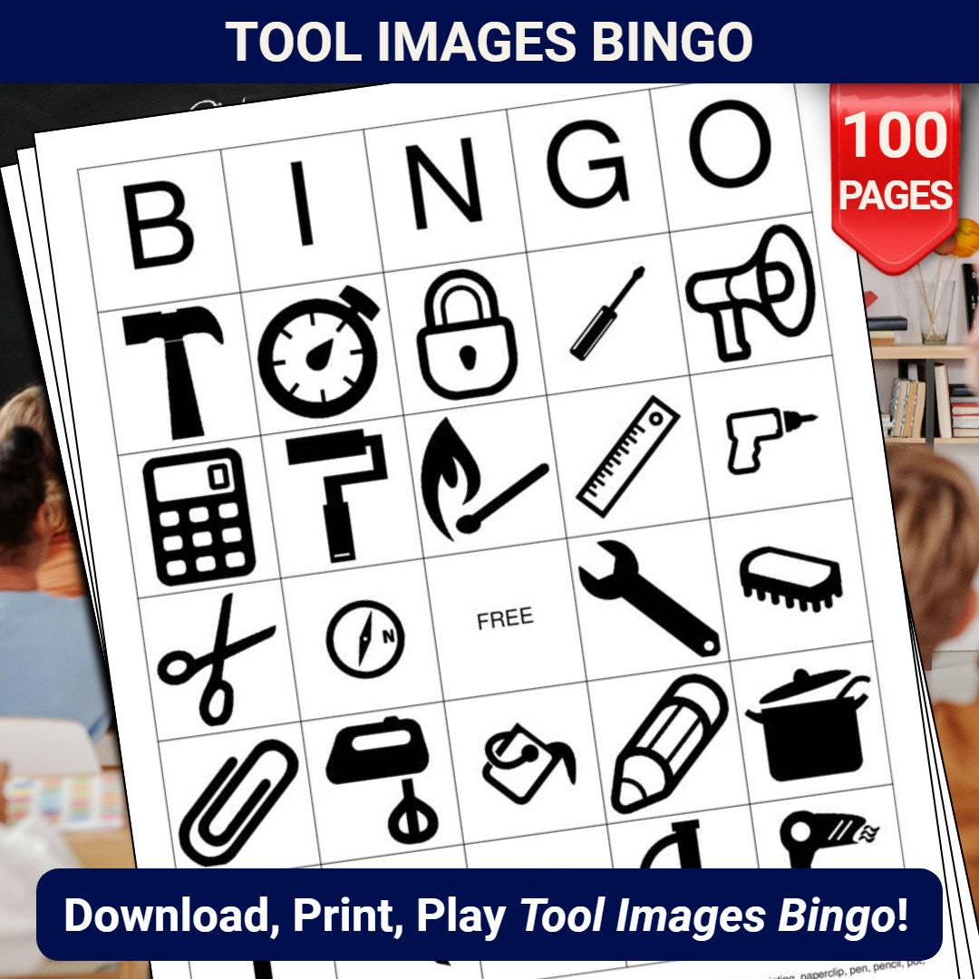 Tool Images Bingo Cards - 100 Pages to Download and Print - Etsy