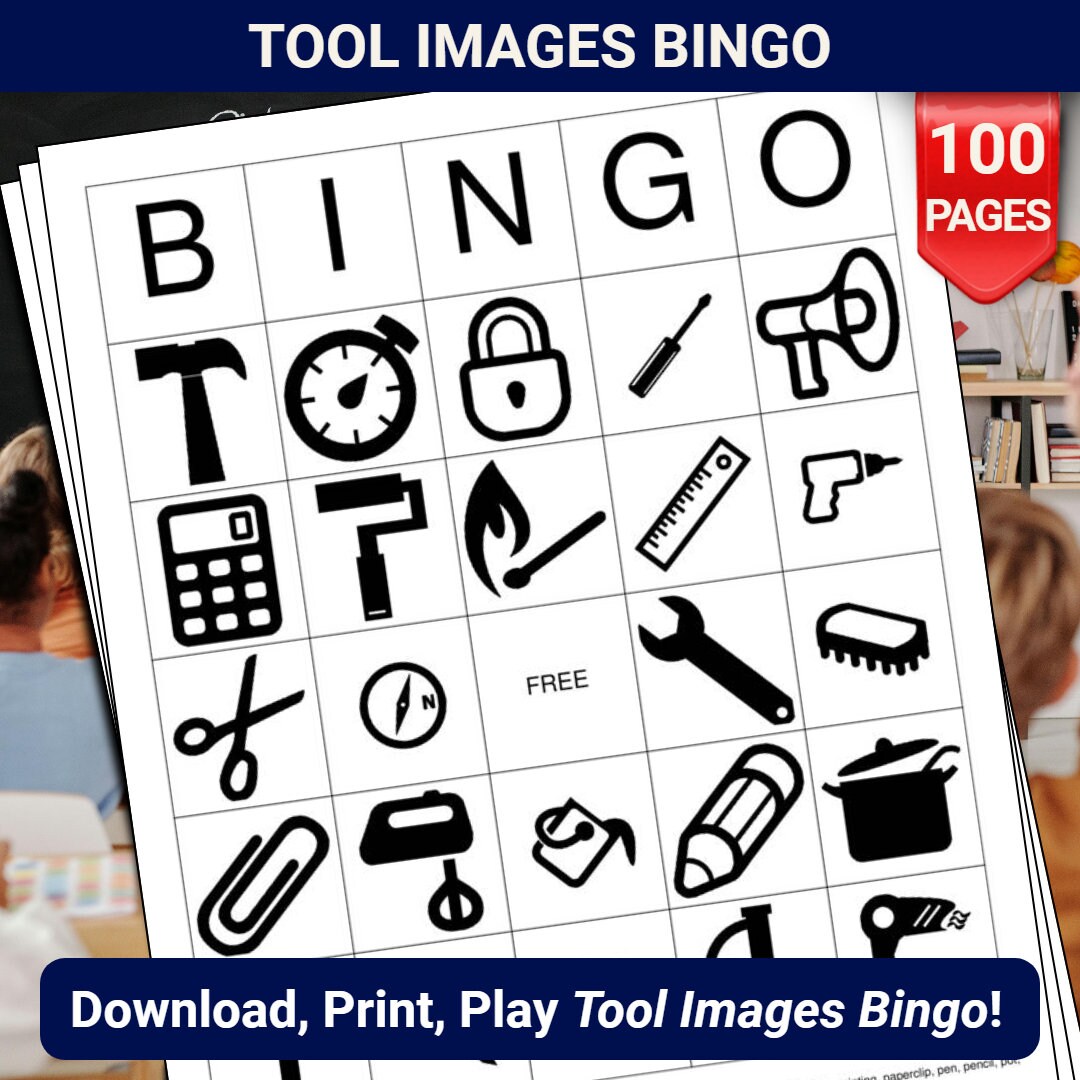 Tool Images Bingo Cards - 100 Pages to Download and Print - Etsy