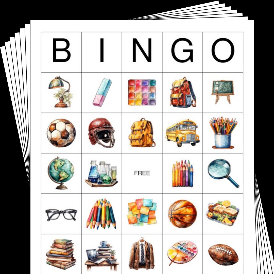 School Images Bingo Cards 100 Pages to Download and Print - Etsy