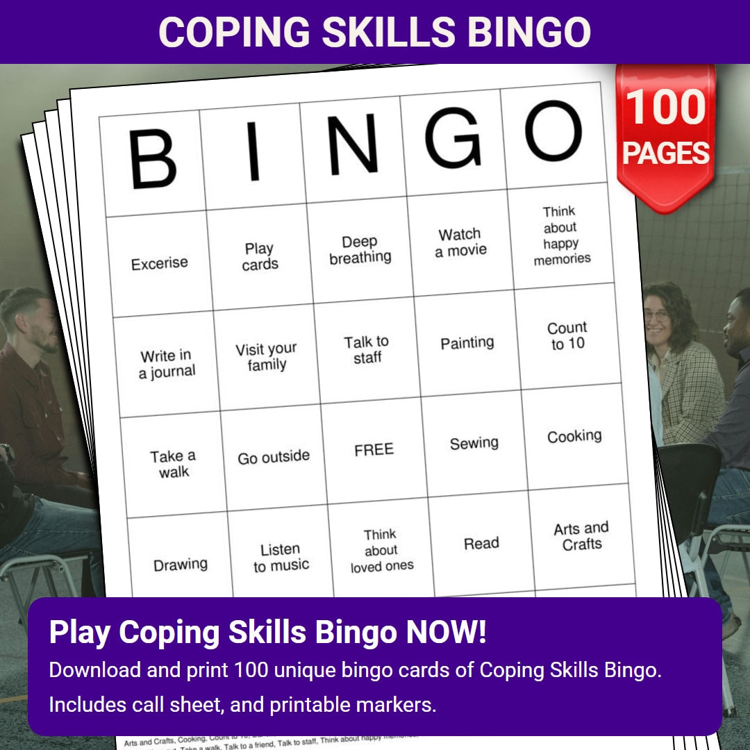 Coping Skills Bingo Cards - 100 Pages to Download and Print - Etsy