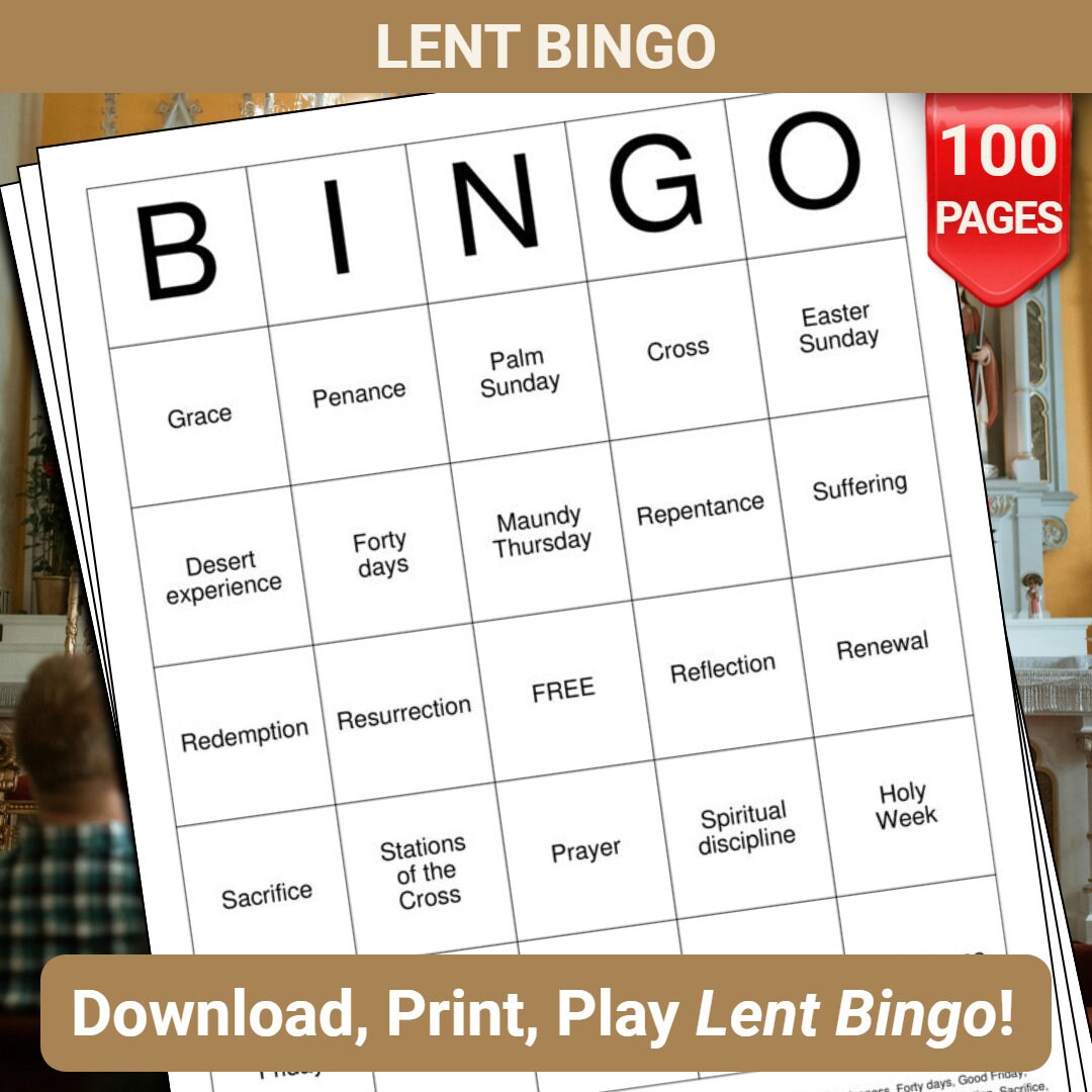 Lent Bingo Cards - 100 Pages to Download and Print - Etsy