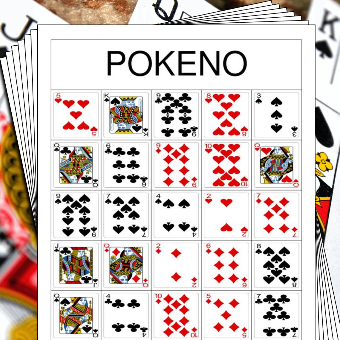 Pokeno With Face Cards Bingo Cards - 100 Pages to Download and Print - Etsy