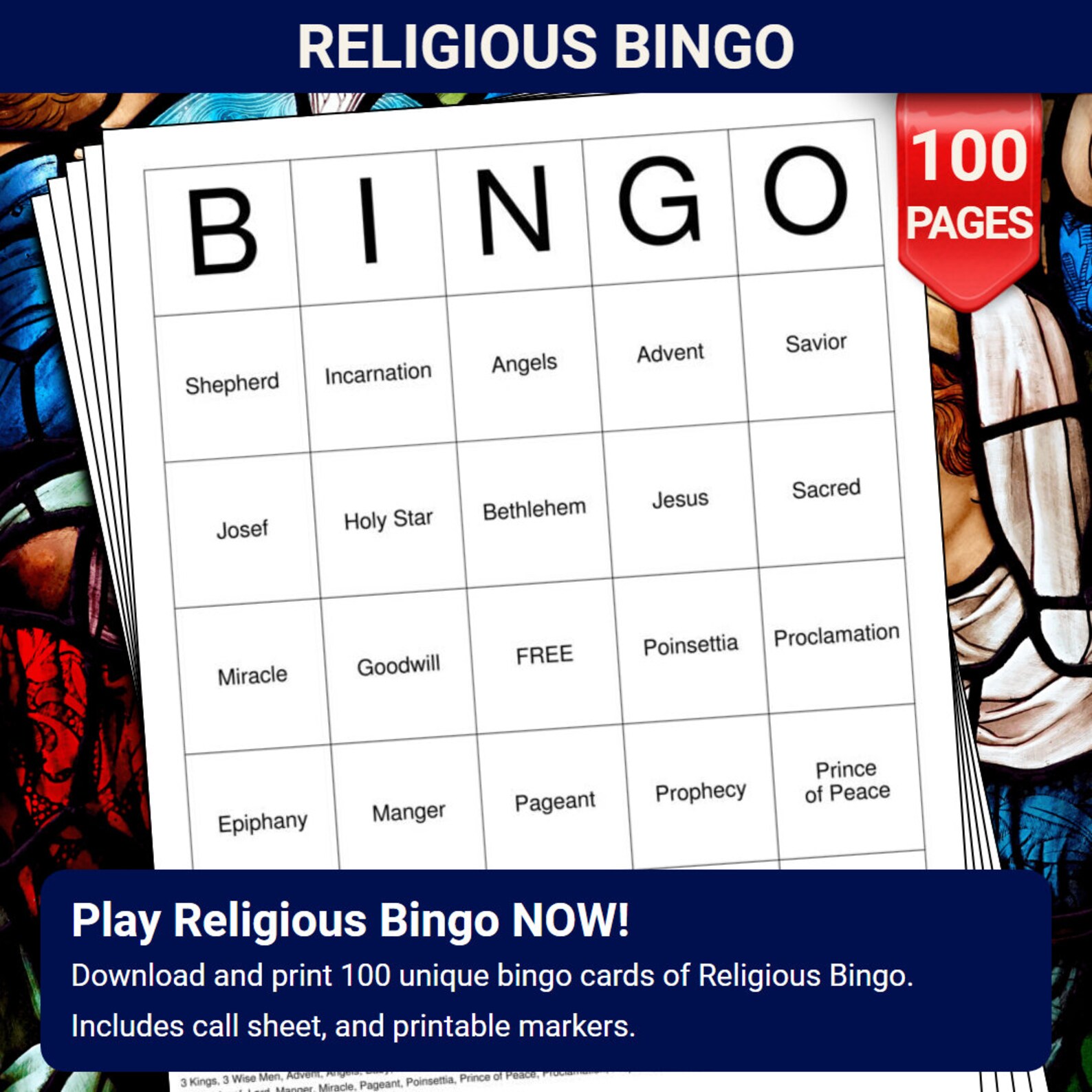 Religious Bingo Cards - 100 Pages to Download and Print - Etsy