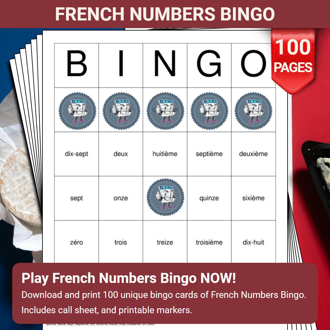 French Numbers Bingo Cards 100 Pages to Download and Print - Etsy
