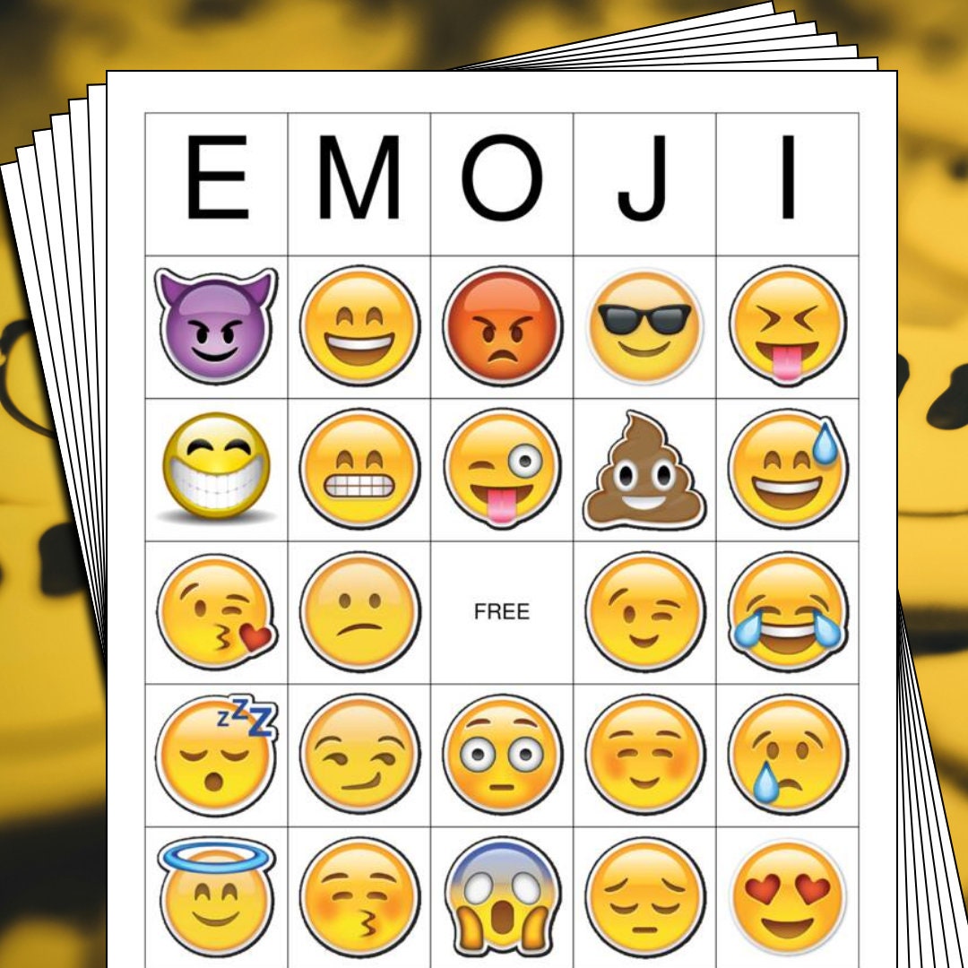 Simple Emoji Images Bingo Cards 100 Pages to Download and Print - Etsy