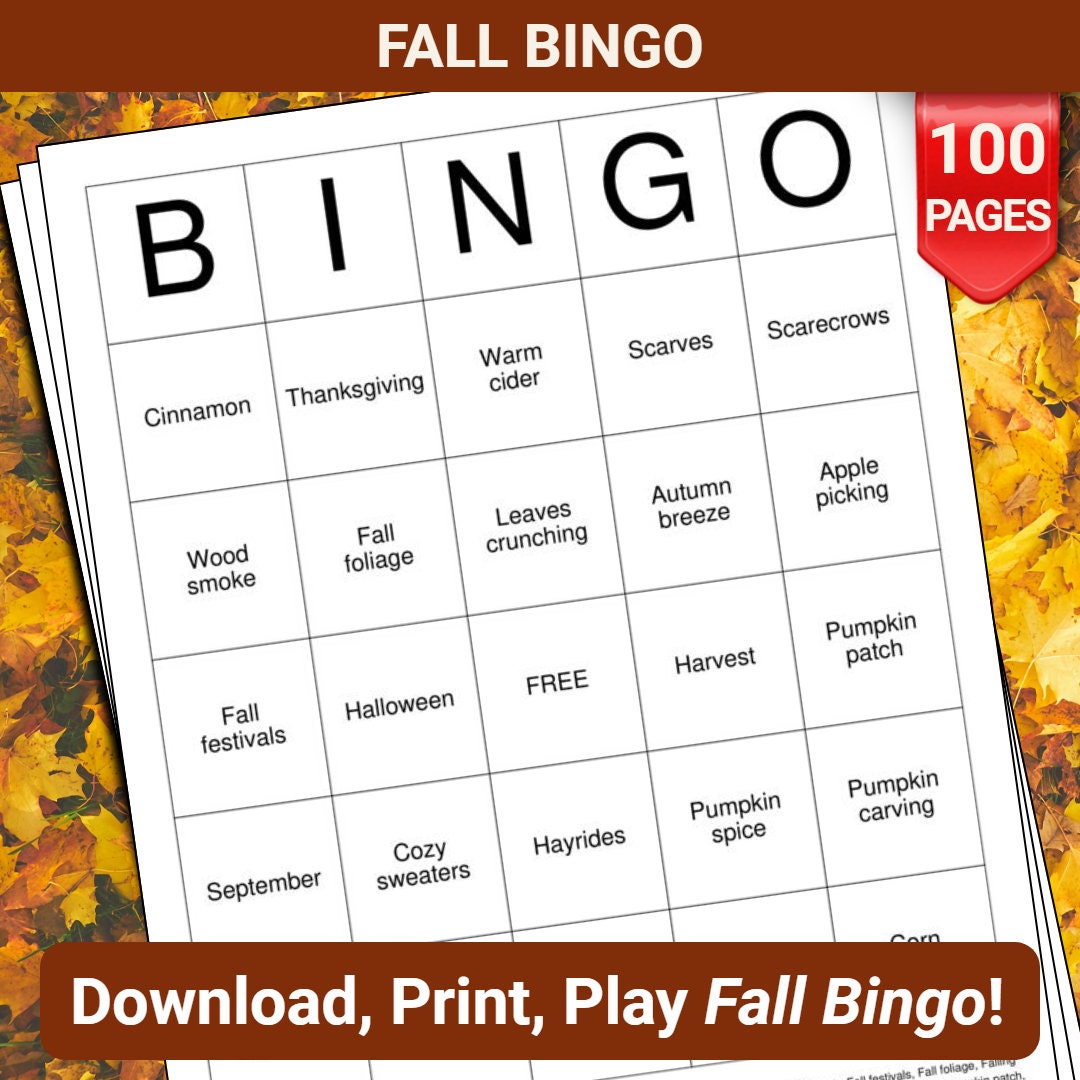 Fall Bingo Cards - 100 Pages to Download and Print - Etsy