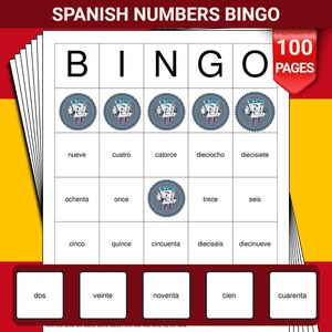 Spanish Numbers Bingo Cards - 100 Pages to Download and Print - Etsy