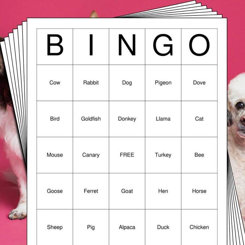 Types of Pets Bingo Cards 100 Pages to Download and Print - Etsy