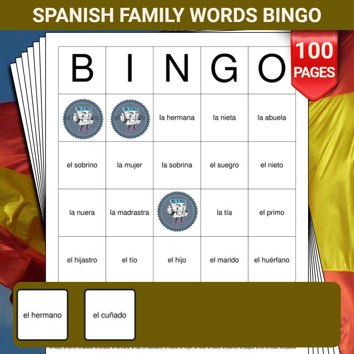 Spanish Family Words Bingo Cards - 100 Pages to Download and Print - Etsy