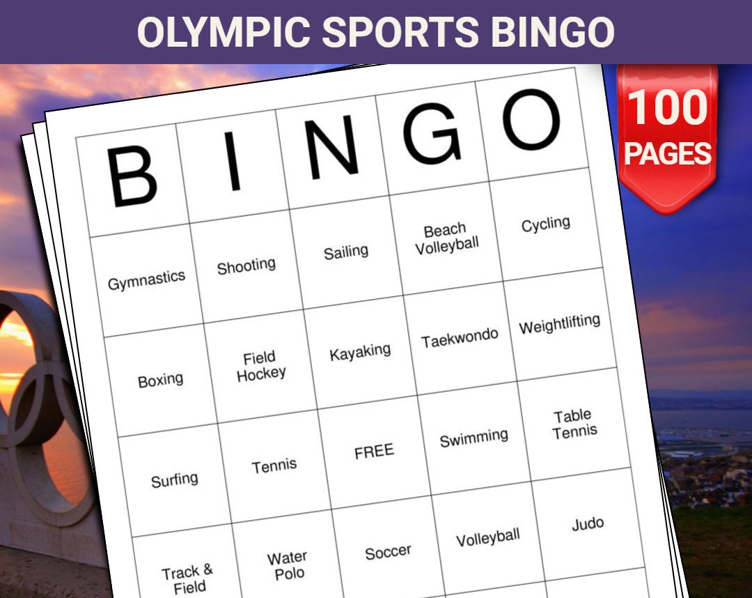 Tarjetas de bingo de deportes olímpicos: 100 páginas para descargar e ...