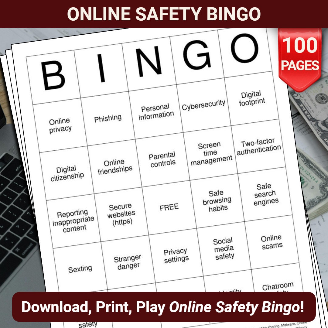 Online Safety Bingo Cards - 100 Pages to Download and Print - Etsy