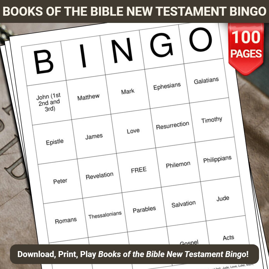 Books of the Bible New Testament Bingo Cards - 100 Pages to Download ...