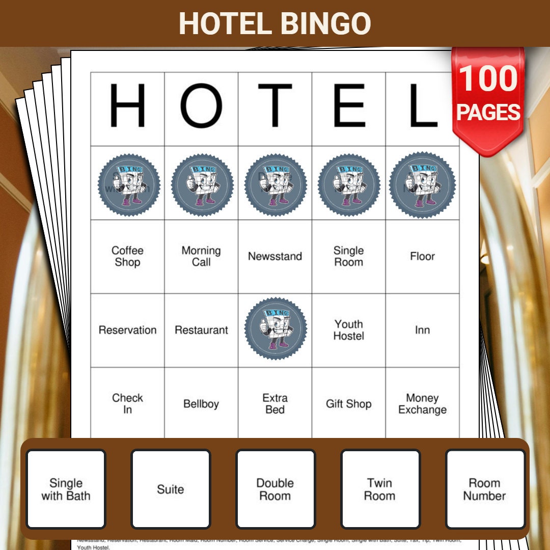 Hotel Bingo Cards - 100 Pages to Download and Print - Etsy